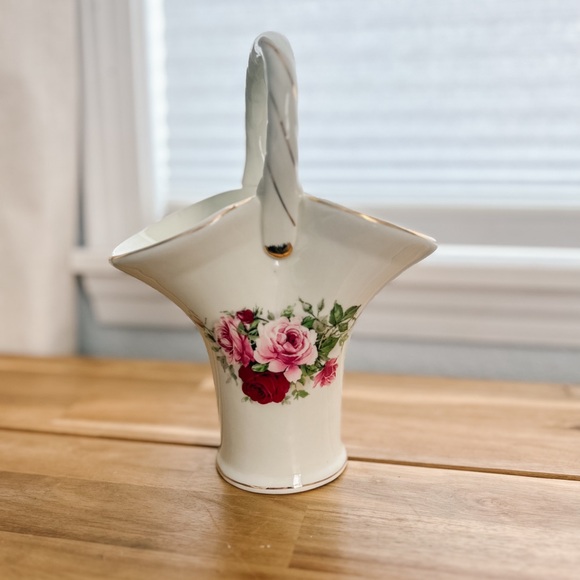 Accents | Floral Porcelain Pitcher With Pink And Red Roses | Poshmark